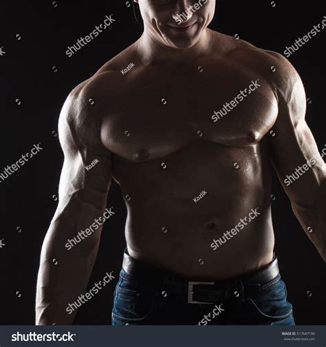 Naked Torso Male Bodybuilder Athlete Studio Foto Stok 517647190