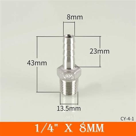 Stainless Male Thread Pipe Fitting X Barb Hose Tail Connector Bsp