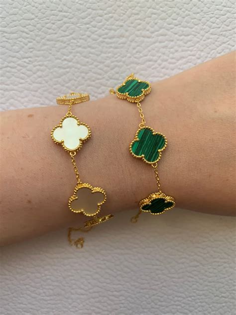 5 Bracelets Trèfle 925 argent 18k or plaqué Nacre Malachite Etsy