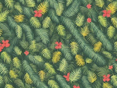 Tropical Exotic Seamless Pattern With Dark Golden And Green Vintage