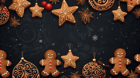 Fondo Navideño Con Hombres De Jengibre Y Mujer Conjunto De Galletas