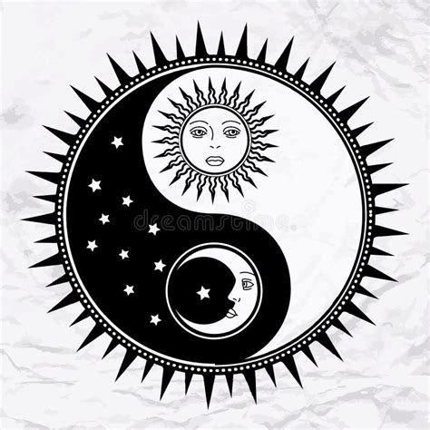 Símbolo De Yin Yang Lua E Sol Ilustração do Vetor Ilustração de
