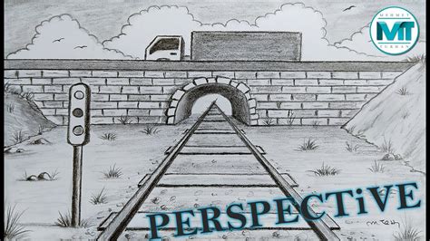 PERSPEKTİF TREN YOLU ÇİZİMİ 1 TEK KAÇIŞ NOKTALI PERSPEKTİF İLE DEMİR