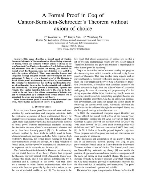 pdf a formal proof in coq of cantor bernstein schroeder s theorem without axiom of choice