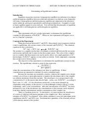 Determining Equilibrium Constant With Spectrophotometry Course Hero