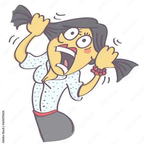 Woman Pulling Her Hair In Distraught And Panic Vector Cartoon Isolated