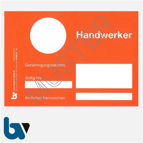 Borgard Verlag Shop Parkausweis Handwerker