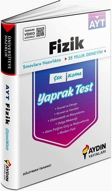 Aydın Yayınları AYT Fizik Çek Kopar Yaprak Test Kitapİşler İşler