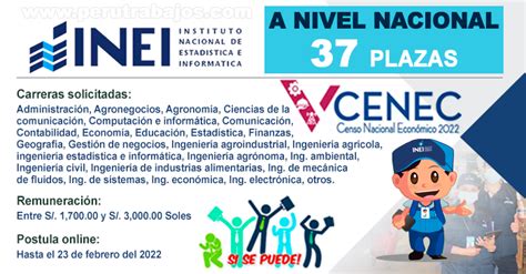 INEI 37 PLAZAS Empleos 2022