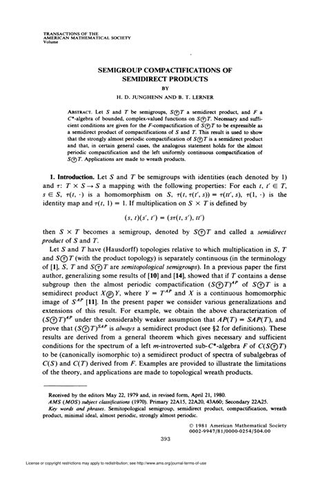 pdf semigroup compactifications of semidirect products