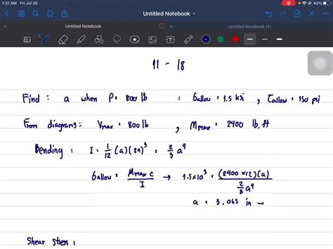 solved if p 800 lb determine the minimum dimension a of the beam s cross section to the nearest