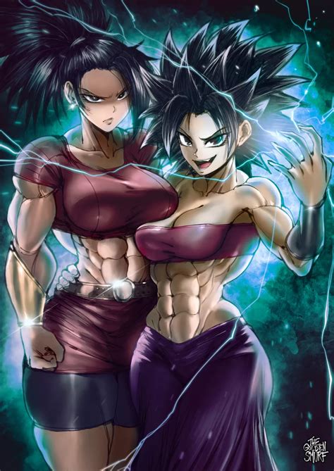 Kale Caulifla Showing Off Their Abs Thegoldensmurf Dragon Ball