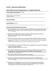 Hacking V03 Lab03 AW Pdf Lab 3 Assessment Worksheet Data Gathering