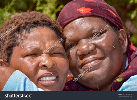 Two Female Models Botswana Africa Holding Stock Photo 794778760