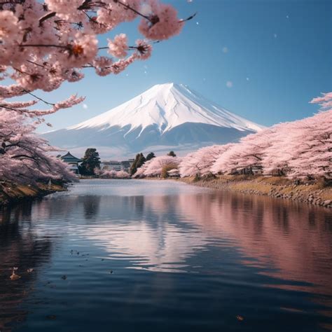 Premium Photo Japanese Cherry Blossoms Frame Mt Fuji At Kawaguchiko