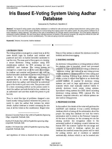 iris based e voting system using aadhar database pdf electronic voting voting