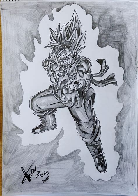 How To Draw Goku Super Saiyan 4 Kamehameha