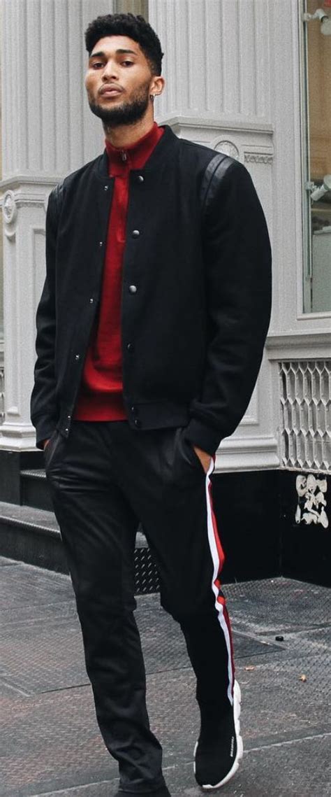 Red And Black Outfits For Guys Casual Dresses Images