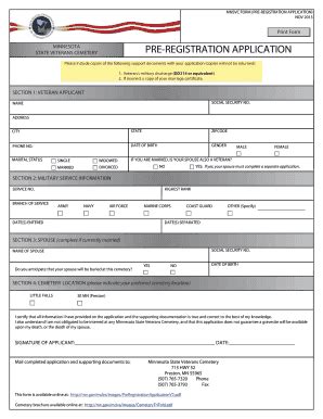 Fillable Online Mn MNSVC FORM PRE REGISTRATION APPLICATION Mn Fax