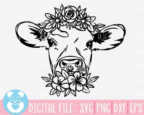 Cow Svgcow With Flower Crown Svgcow Flower Svgcow Floral Etsy Australia