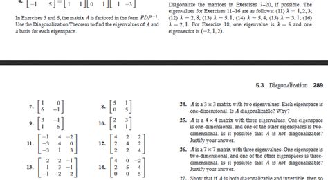solved diagonalize the matrices in exercises 7 20 if