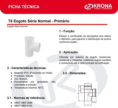 Ficha T Cnica T Esgoto S Rie Normal Prim Rio Krona