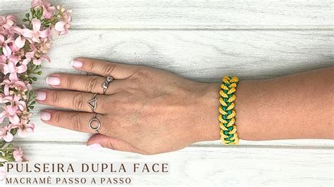 Pulseira de Macramê para Copa do mundo Dupla face world cup macrame