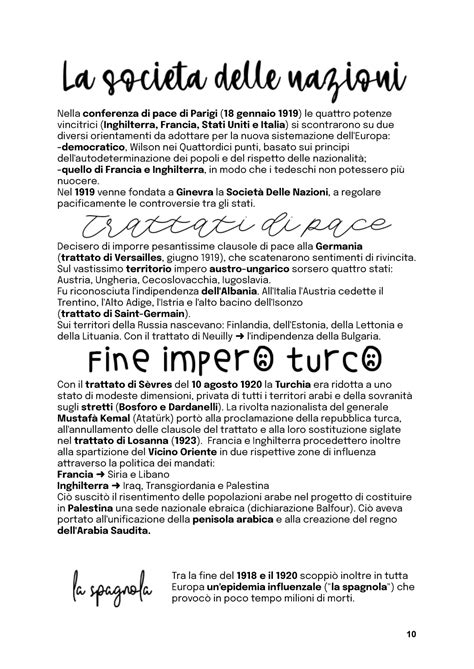 Storia 10 La società delle nazioni trattati di pace fine impero