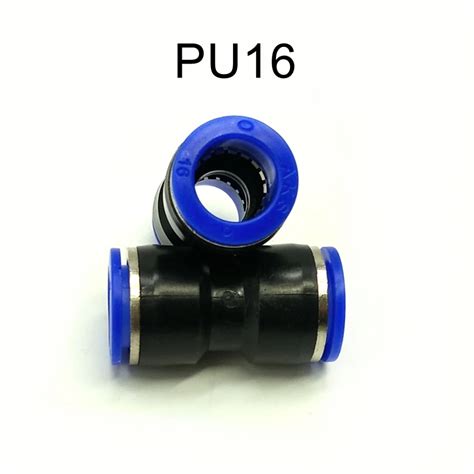 Conector neumático de 16mm a 16mm 10 unids lote Unión recta PU 16