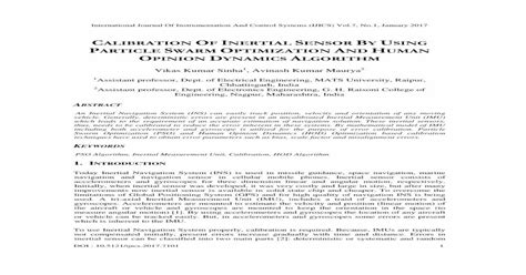 calibration of inertial sensor by using particle swarm optimization and human opinion dynamics