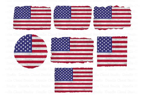 Usa American Flag Distressed Png Background Png Bundle By Doodle