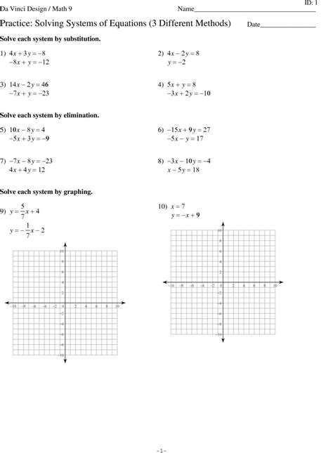 Solving Systems Of Equations By Substitution Worksheet Algebra Db