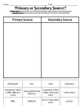 Free Printable Worksheets On Primary And Secondary Sources FREE