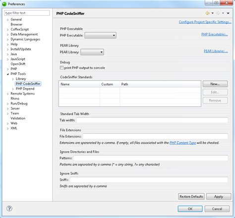 working with php codesniffer