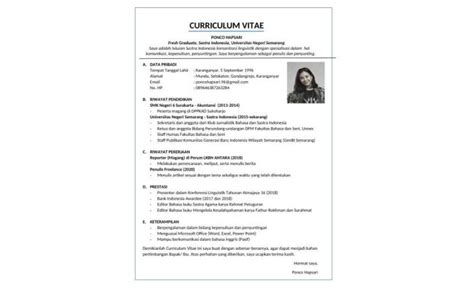 Contoh CV Beasiswa Yang Menarik Dan Cara Membuatnya 47 OFF