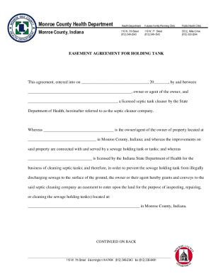 Fillable Online EASEMENT AGREEMENT FOR HOLDING TANK Fax Email Print
