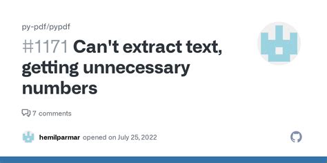 can t extract text getting unnecessary numbers · issue 1171 · py pdf pypdf · github