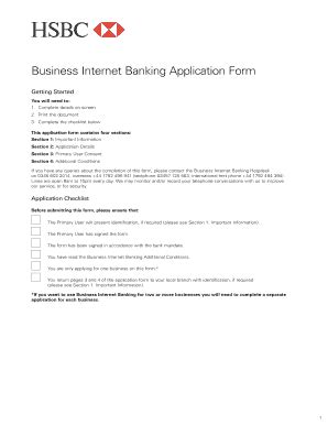 Fillable Online Hsbc Business Online Banking Application Fax Email