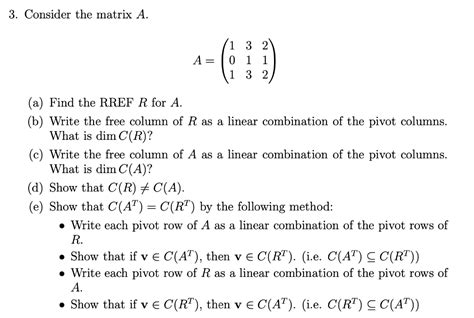 solved consider the matrix a a find the rref r for