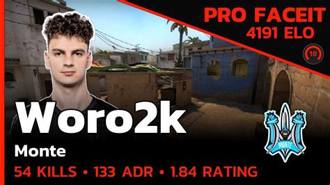 Woro2k Monte With 54 Kills W Npl MIRAGE FACEIT LVL 10 CSGO POV