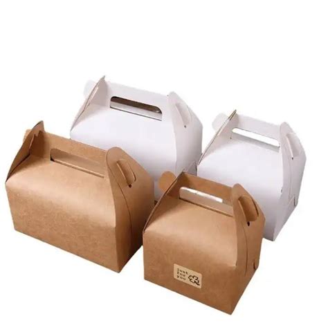 Custom Logo Printed Kraft Paper Cake Box With Handle China Cake