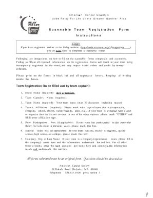 Fillable Online Relay Acsevents Scannable Team Registration Form