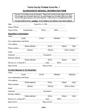 Fillable Online Co Travis Tx Guardianship General Information Form