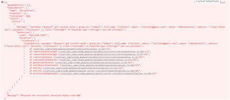 javascript error bad user input when mutation create user in apollo client v 3 0 0 stack