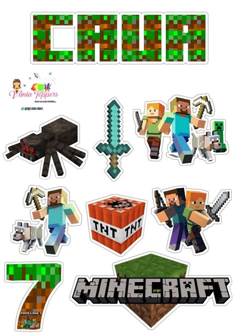 Minecraft Party Free Printable Cake Toppers Oh My Fiesta For Geeks