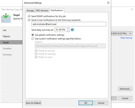 Notification Settings Veeam Plug Ins For Enterprise Applications