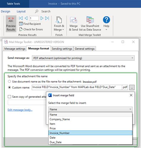 new dynamic filename for attachments in mail merge toolkit
