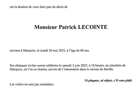 Monsieur Patrick LECOINTE Pompes Funèbres Toupet Sotty