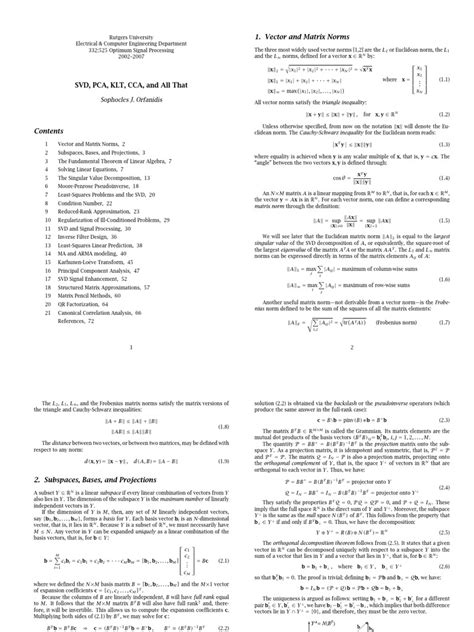 svd pdf linear subspace eigenvalues and eigenvectors