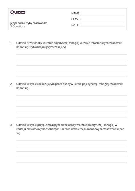 Ponad Tryby Czasownika Arkuszy Roboczych Dla Klasa W Quizizz